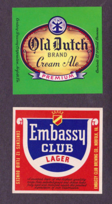 Norfolk VA Beer Labels Old Dutch Cream Ale Century Brewery & Embassy ...