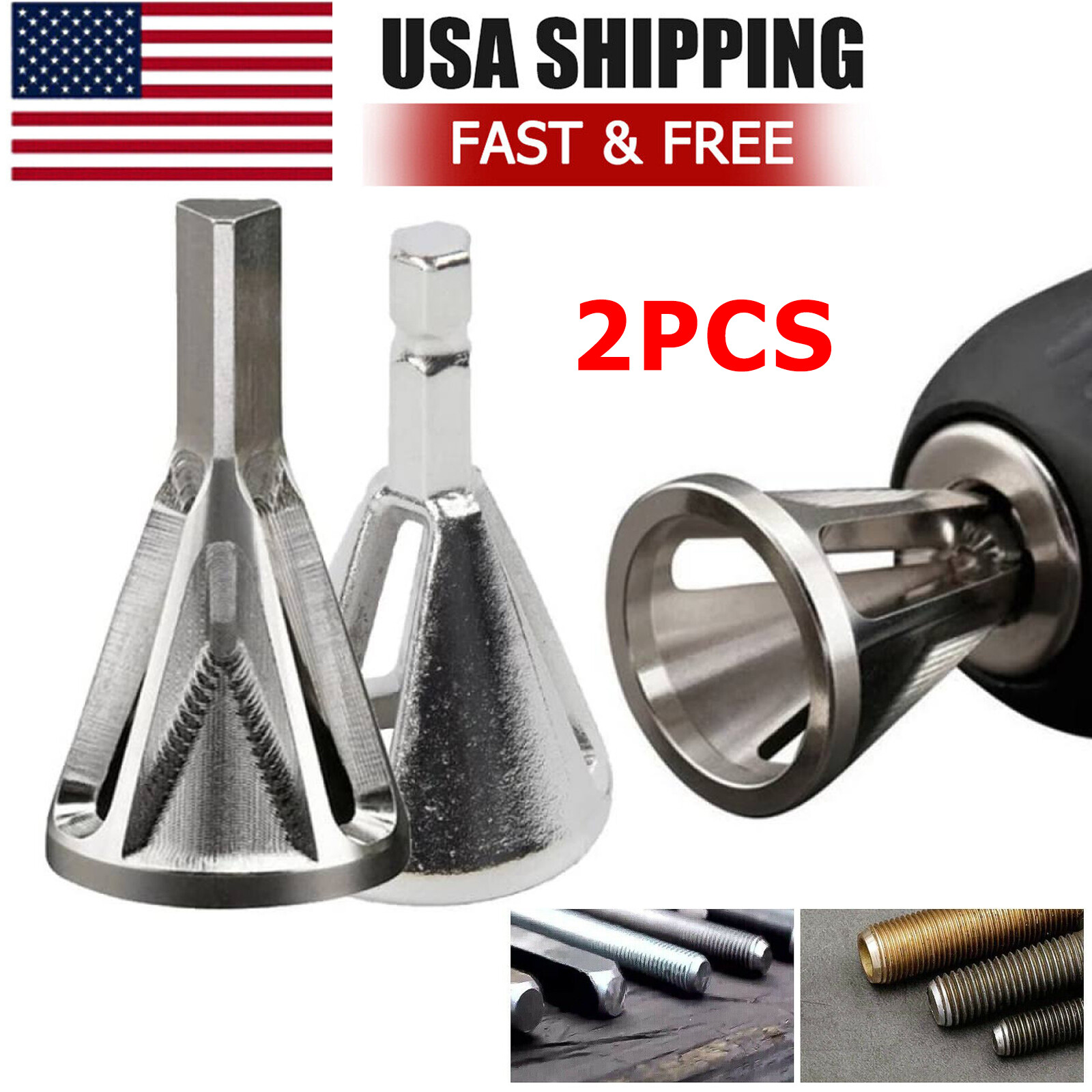 2PCS Deburring External Chamfer Tool Stainless Steel Remove Burr Tools ...