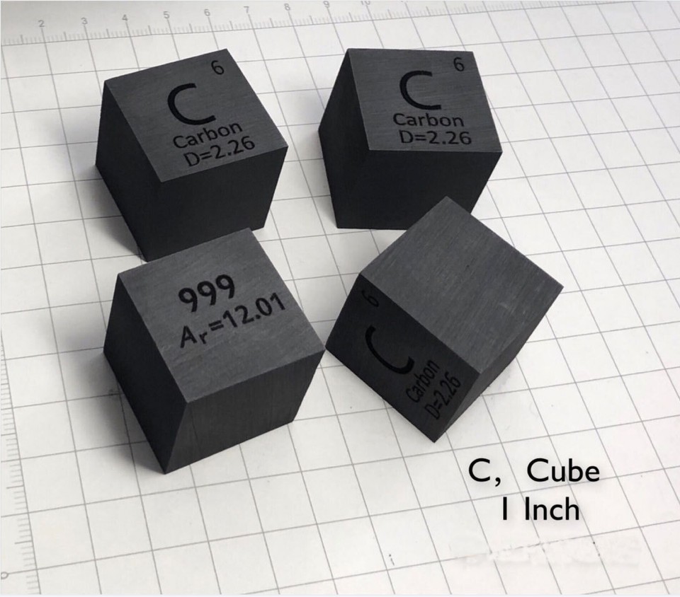 1pcs 25.4mm 99.99% Carbon Graphite Cube C Pure For Element Collection ...