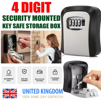 Wall Mounted Key Safe - 4 Digits Combination Key Safe Outdoor Key Lock ...