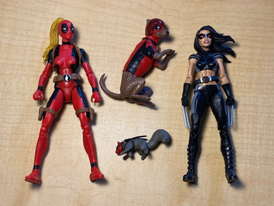 Custom Marvel legends Lady Deadpool, X-23, Dogpool, Squirrelpool Lot ...