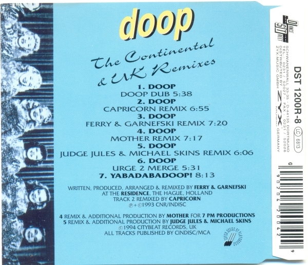 DOOP Doop The Continental & UK Remixes + Yabadabadoop CD Single 1994 ...