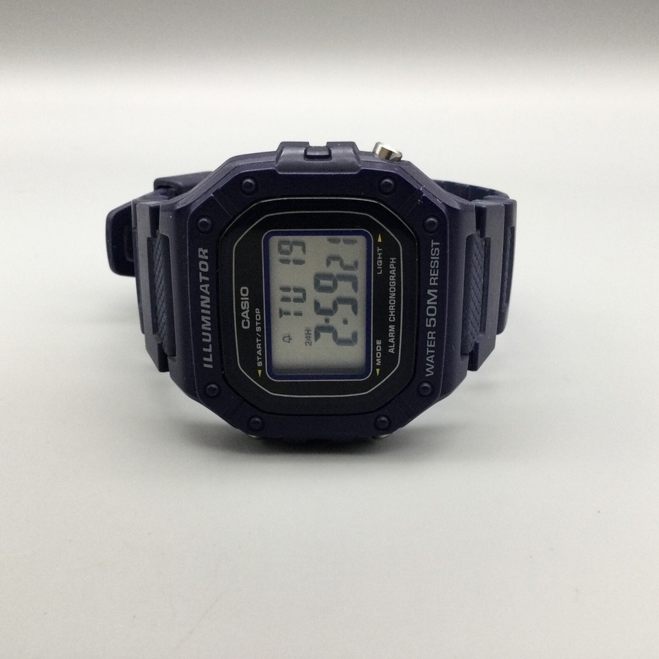 Casio Illuminator Watch Men 3224 W-218H 42mm Blue Digital Day Date ...