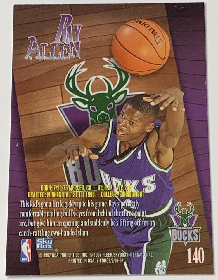 1996-97 Skybox Z-Force Ray Allen ROOKIE card #140 Milwaukee Bucks | eBay