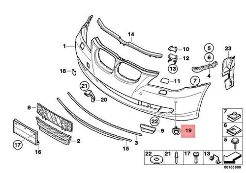 Genuine BMW E60 E61 520d 520i 523i Set Mounts Pdc Sensor Front ...