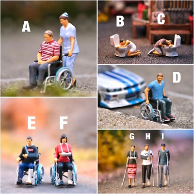 Miniature Figure Sick People Wheelchair Scale H0 1/87 or Scale 1/64 ...