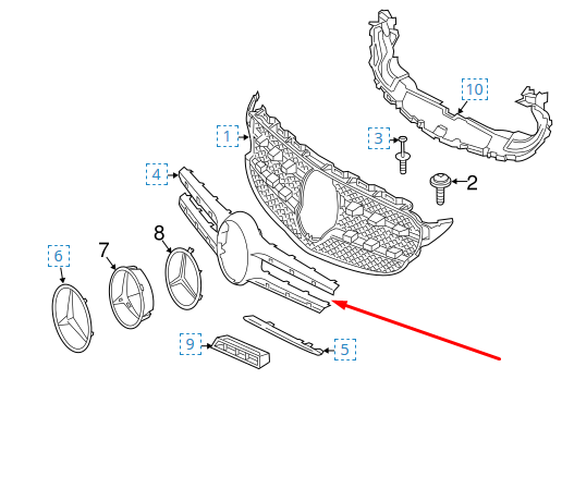 Genuine Mercedes-Benz C W205 Front Bumper Radiator Grill Carrier ...