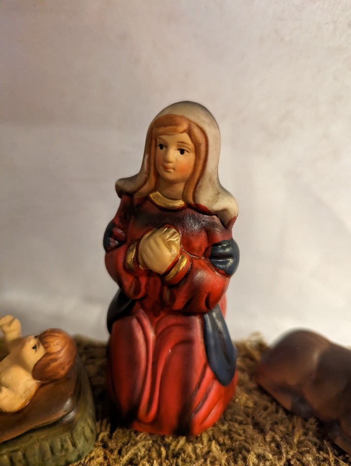 Wooden nativity w/2 Story Wall Hanging Manger with Holy Family Angel ...