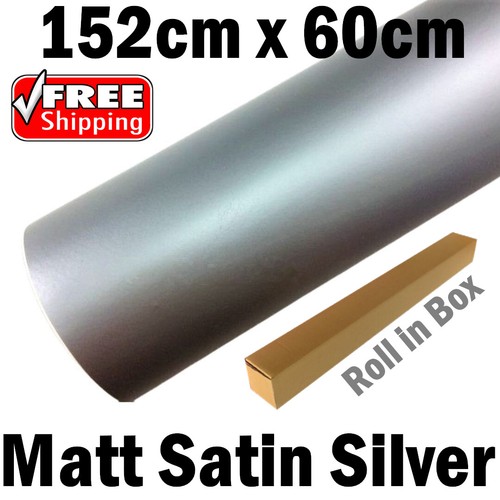 152cm x 60cm Matte Satin Silver Car Vinyl Wrap Silver Vinyl Stickers ...