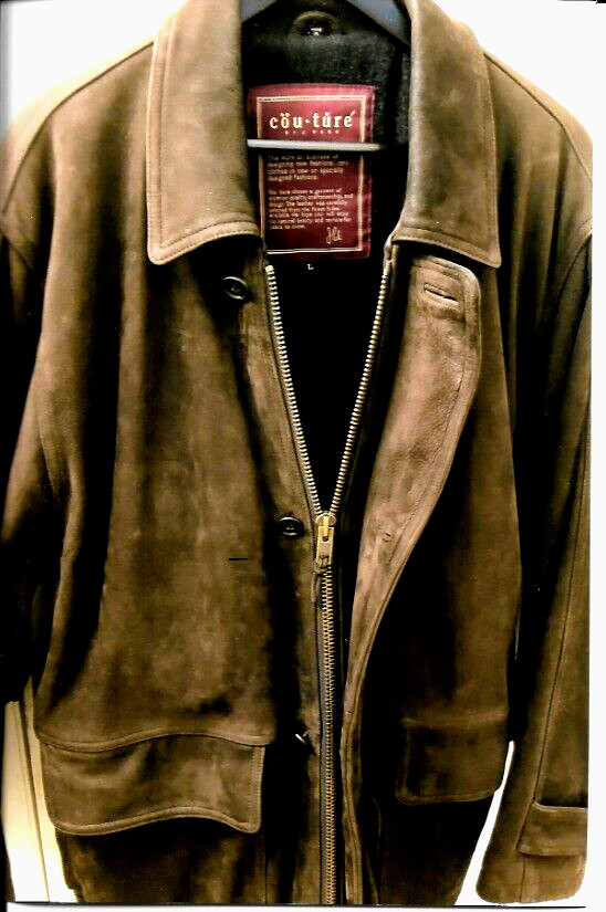 Men's (L) Mid-Length Brown Leather Jacket by Couture … - Gem