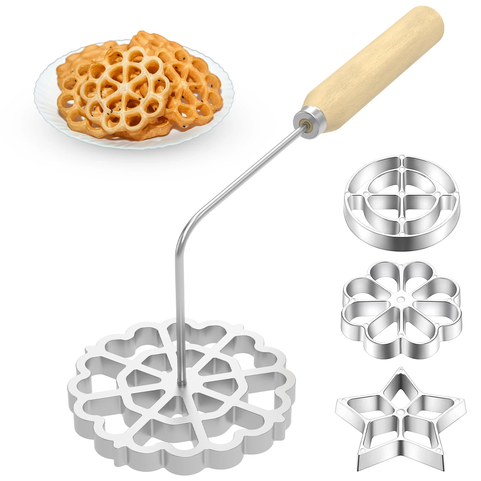 Aluminum Rosette Maker Molds Bunuelos Mold With Handle Pastry Tools ...