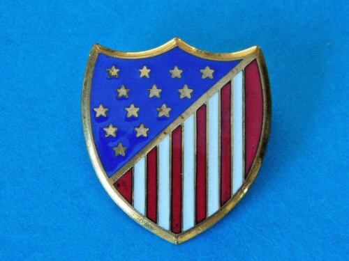 DAR DAUGHTERS OF THE AMERICAN REVOLUTION RARE FLAG SHIELD GOLD FILLED ...