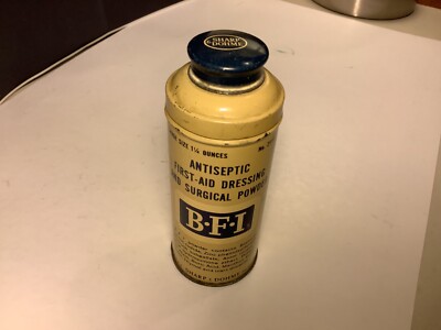 Sharp & Dohme tin, BFI Antiseptic First-Aide Powder container with top ...