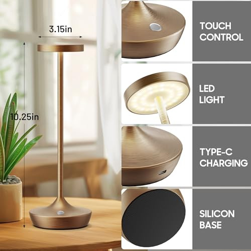 2 Pack Cordless Table Lamps, Battery Operated LED Desk Lamp, 3-Color 2x ...