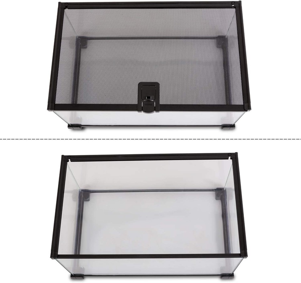 Reptile Tank Glass Natural Cages Terrarium Sliding Screen Top 20 x 12 x ...