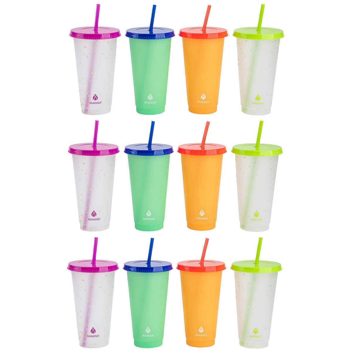 New Manna 24oz Color Changing Reusable Cup Tumblers Set with Lids ...