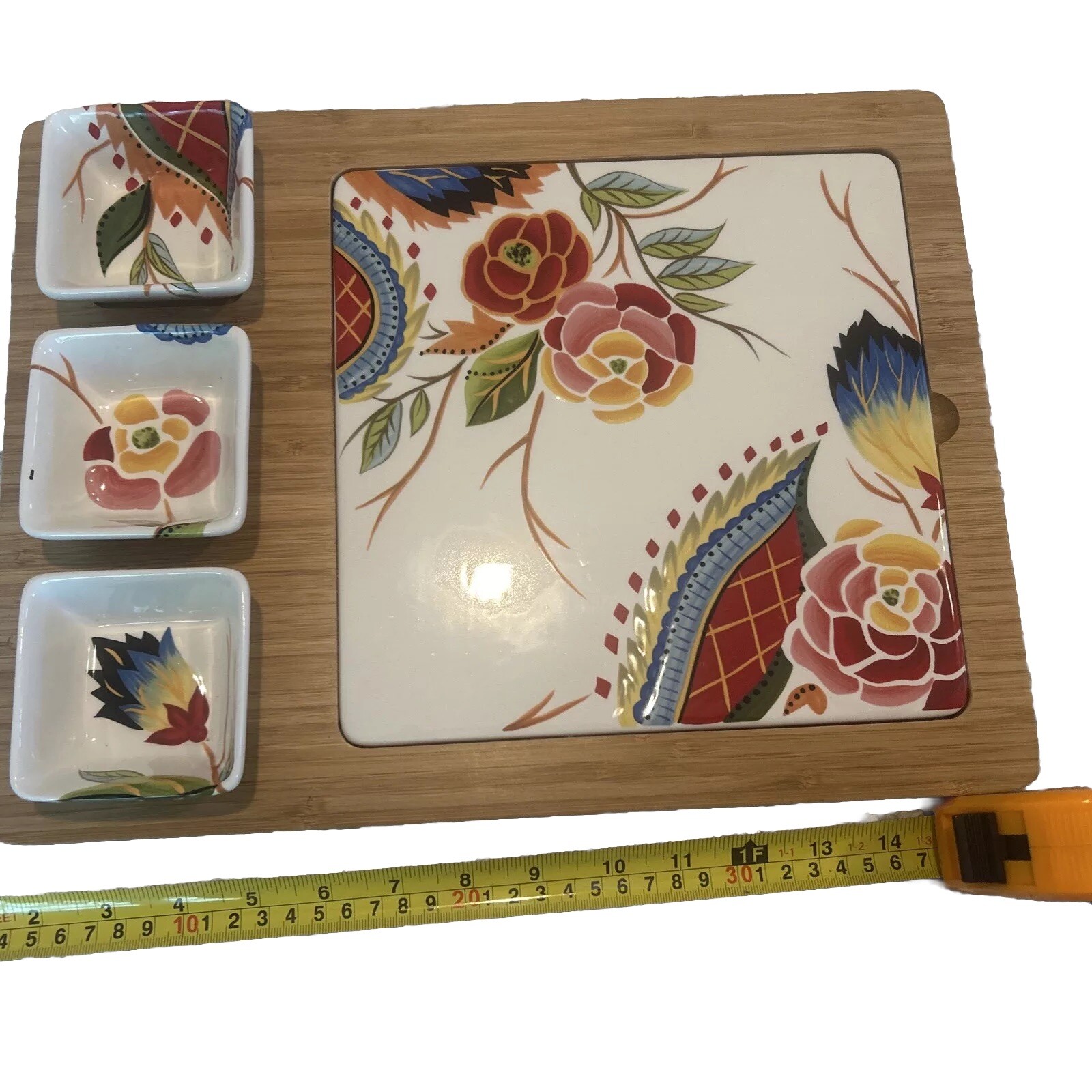 VIDA by Eva Mendes ESPANA Rose Print Dinnerware Cheese Cutting Board ...