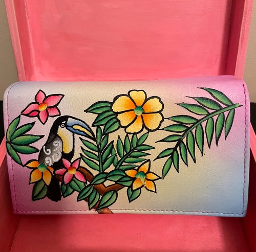 Beautiful women's wallets, leather, hand-painted, vintage, zipper, made ...