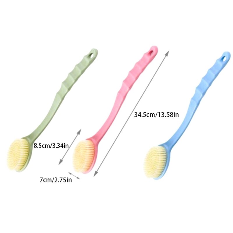 Soft Body Scrubber Shower Exfoliating Scrubs Long Handle Bath Brush ...