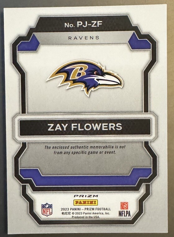 2023 Zay Flowers Panini Prizm Rookie Silver Prizm Premier Jerseys #PJ ...