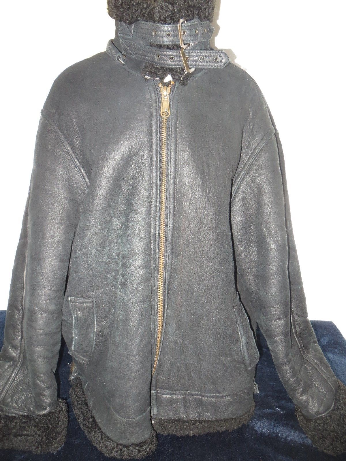 Walter Davoucci Dino Cellini Black Shearling Leather B3 Flight Bomber ...