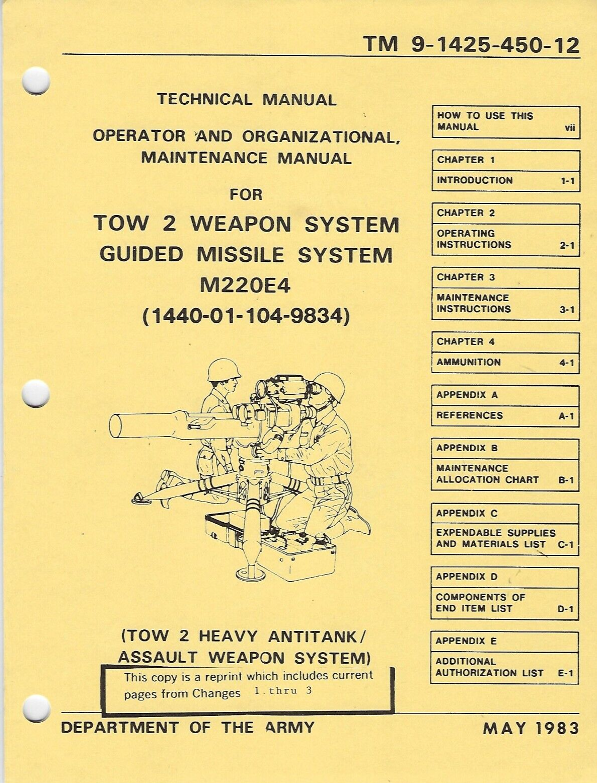 Historical book TOW Weapon System, Guided Missie System M220E4, Opn ...