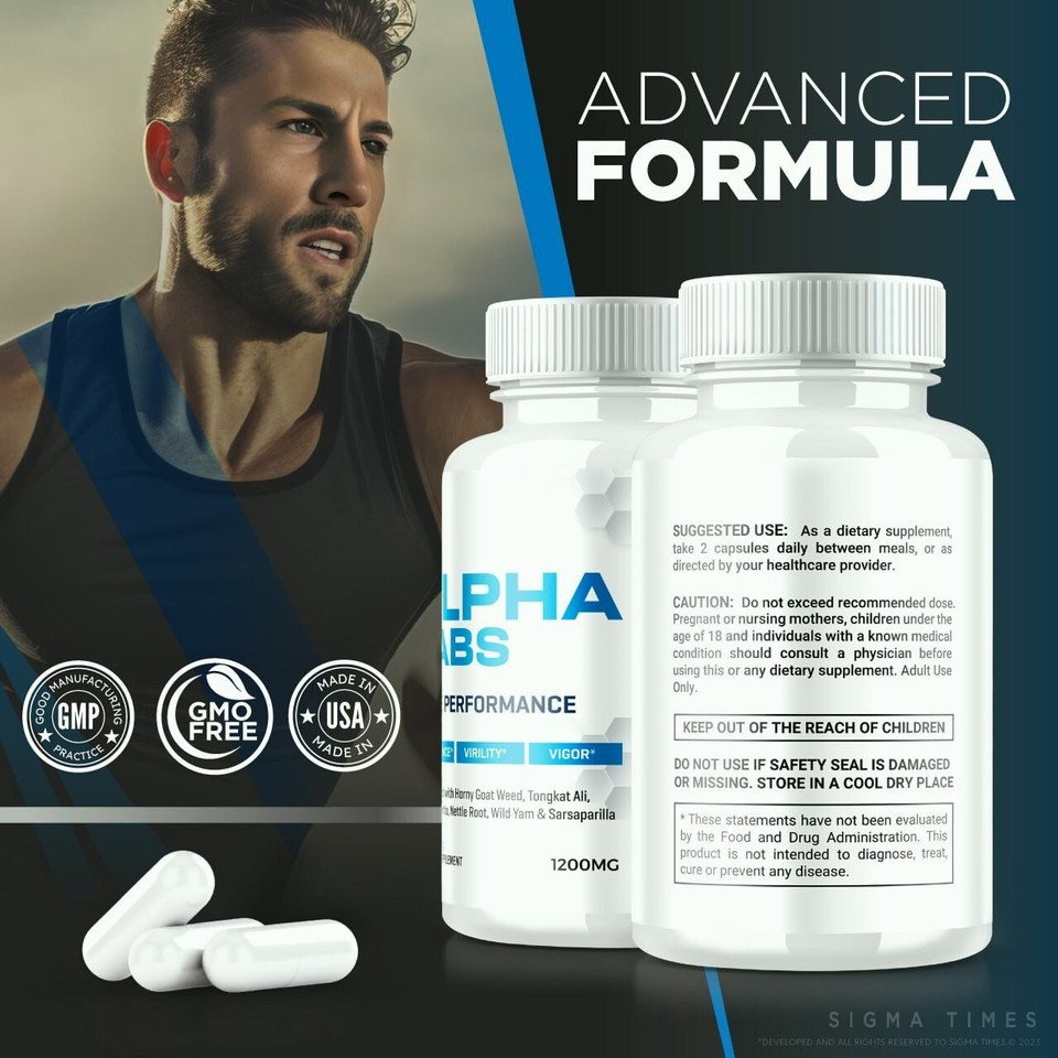 Alpha Labs Male Health Pills to Boost T-Levels for Intimate Drive 60ct ...
