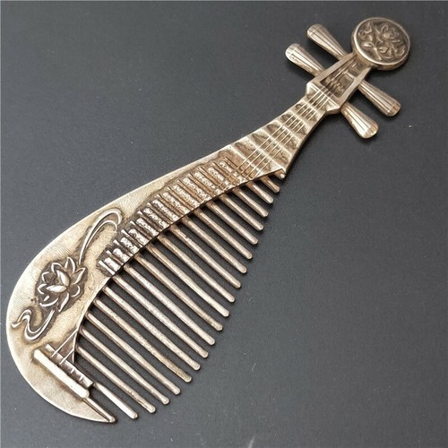 Exquisite Old Chinese Tibet Silver Handmade Lute Comb Statue 8026 | eBay