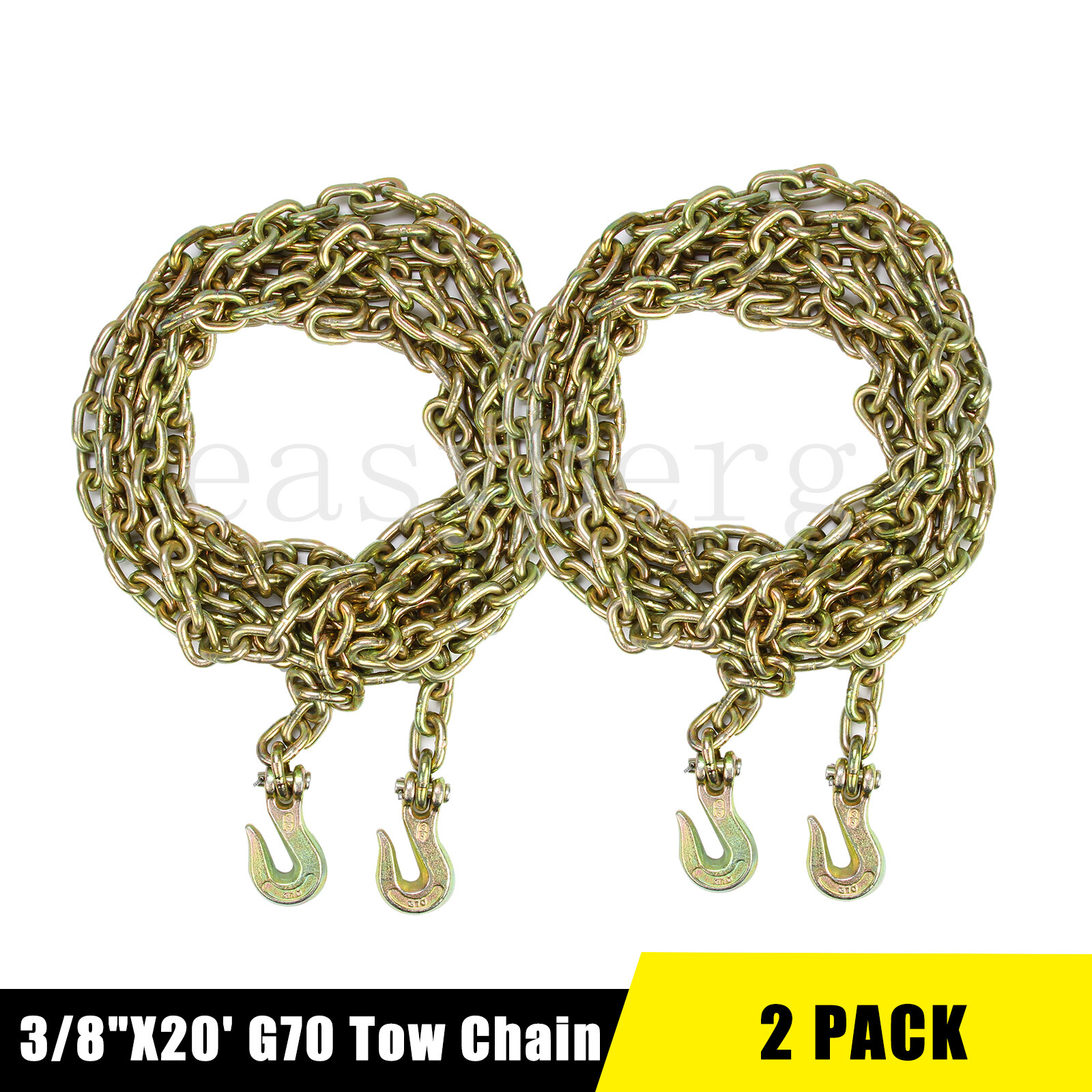 Tow Chain Tie Down Binder Chain Flatbed Truck Trailer Safety 2 Pack 3/8 ...