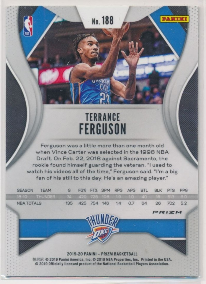 Terrance Ferguson 2019/20 Prizm Basketball Green Prizm #188 | eBay