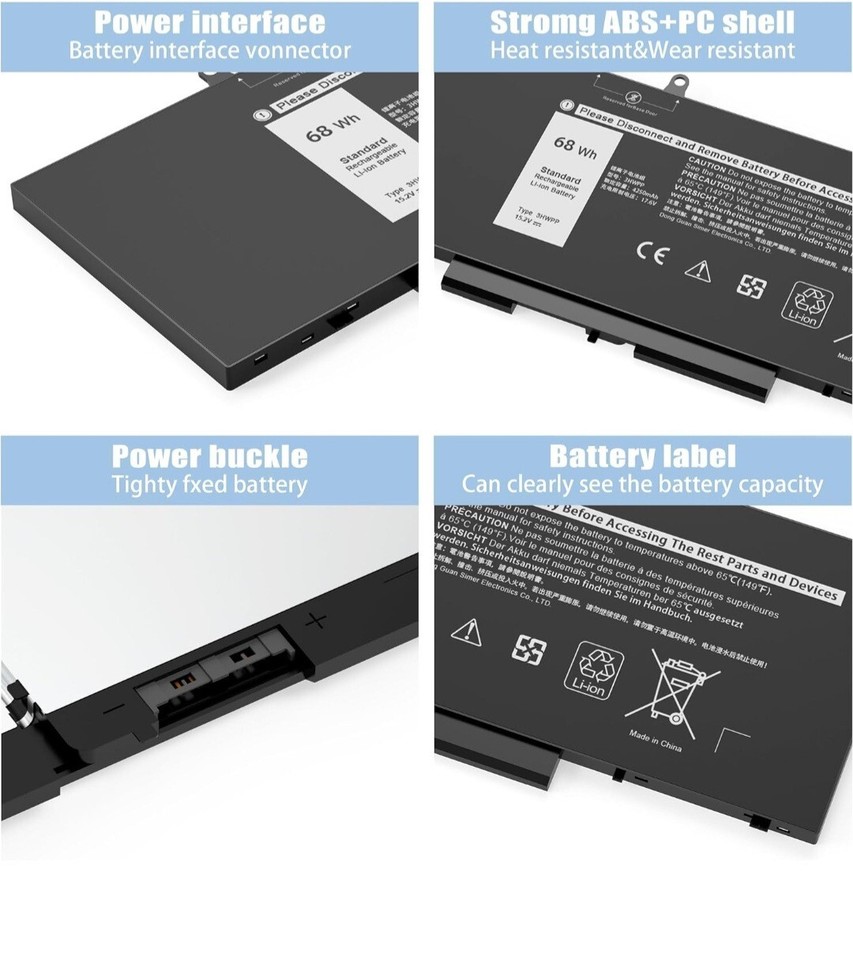 4GVMP Laptop Battery For Dell Latitude 5400 5500 Precision 3540 9JRYT ...