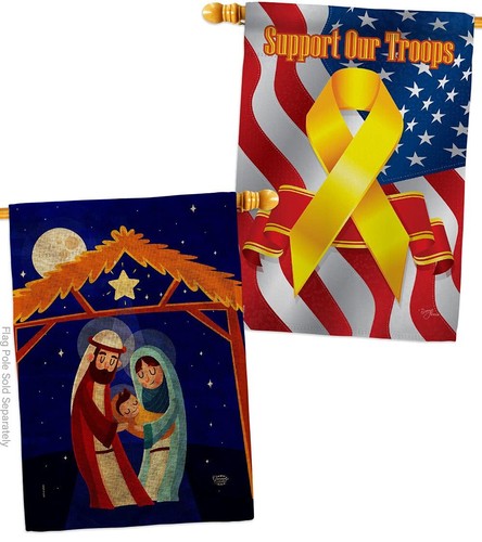 Nativity Family Burlap House Flag Pack Wintertime Three King Religious ...