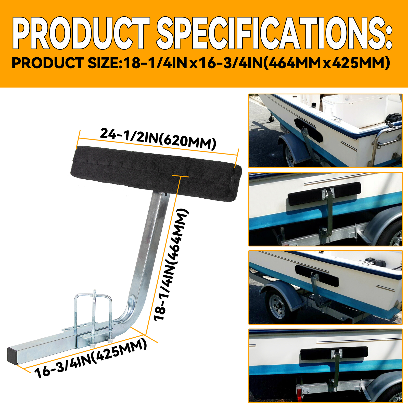 Boat Trailer 2' Side Guide On Bunk Boards Carpeted Kit 75 Degree w ...