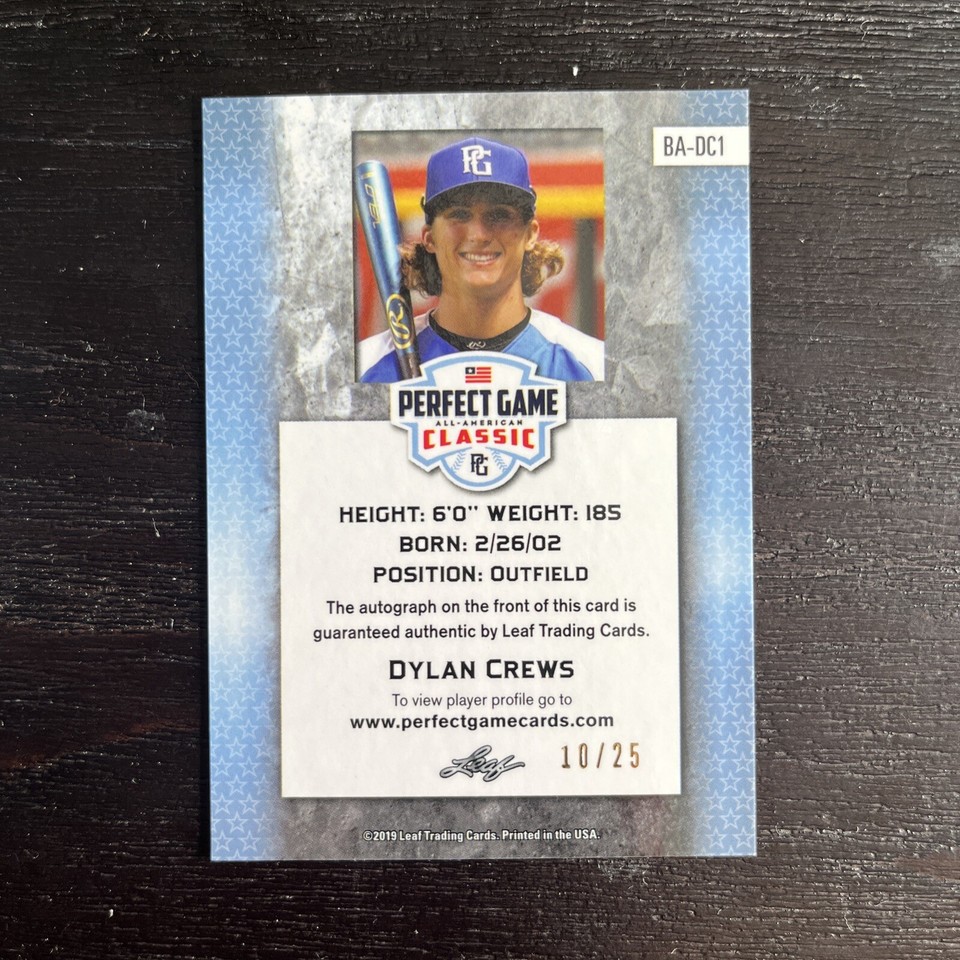 Dylan Crews LSU 2019 Leaf Perfect Game Metal Silver Auto Autograph ...