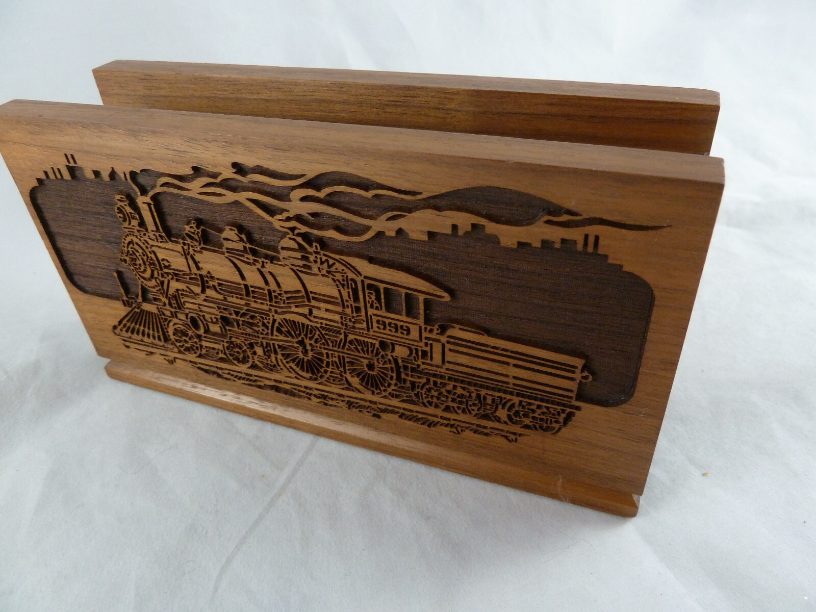 Laser Engraved Train Napkin Holder Lasercraft American Walnut 6.5" X 3. ...