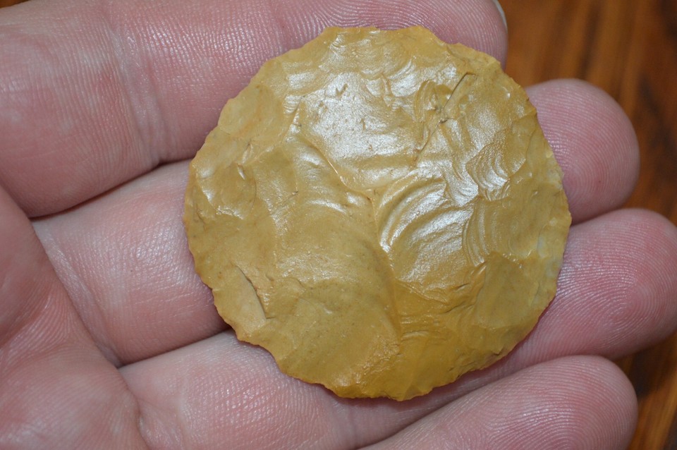 Rare Yellow Crowley's Ridge Archaic Round Scraper Clay Co, Arkansas 1. ...