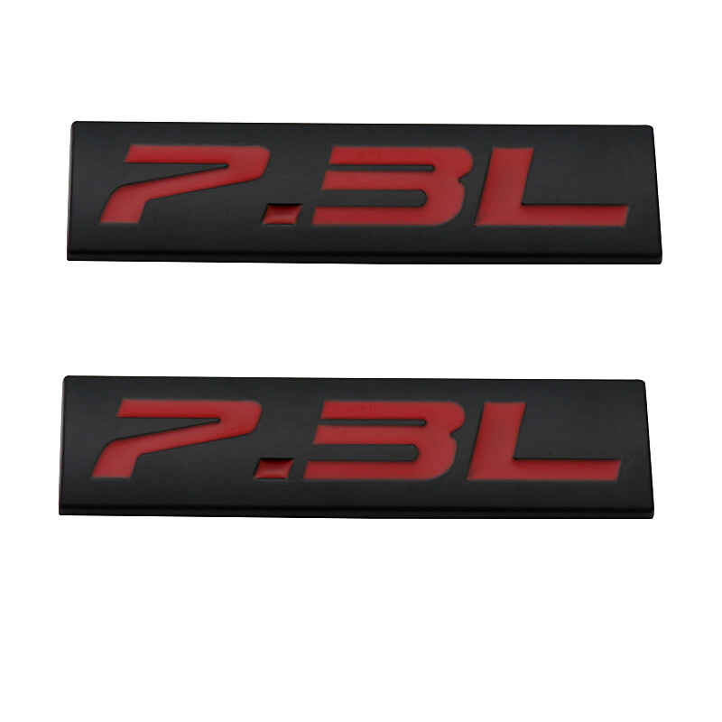 2x Black Red 7.3L Emblem 7.3 Logo Car Side Badge Metal Sticker Sport ...