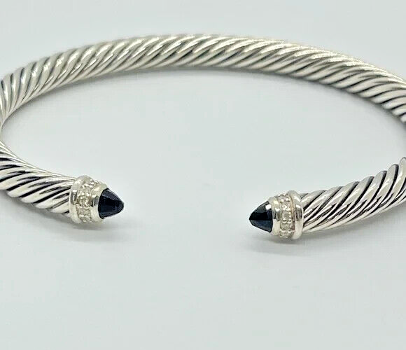 Pre-owned David Yurman Black Onyx and Diamonds 5mm Cuff Small | eBay