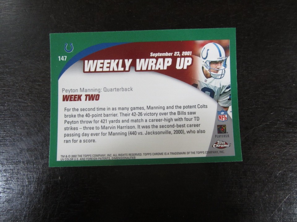 2002 Topps Chrome # 147 Peyton Manning Card (B61) Indianapolis Colts | eBay