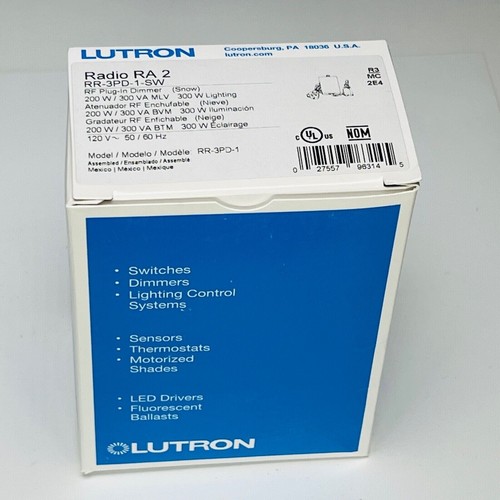 Lutron RR-3PD-1-SW RadioRA 2 RF Plug-in Dimmer White RR 3 PD 1 SW SHIPS ...