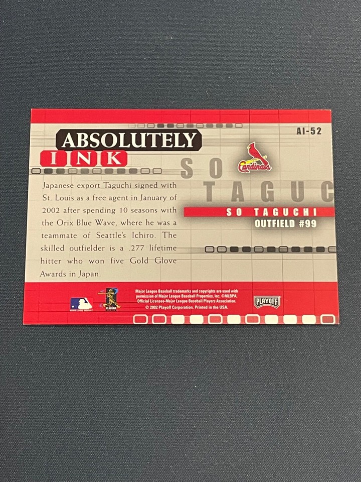 2002 Playoff Absolute Memorabilia Absolutely Ink So Taguchi AUTO ...