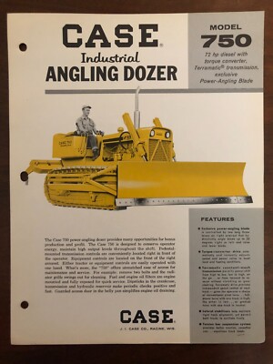 VINTAGE CASE MODEL 750 INDUSTRIAL ANGLING DOZER SPECIFICATION SHEET ...