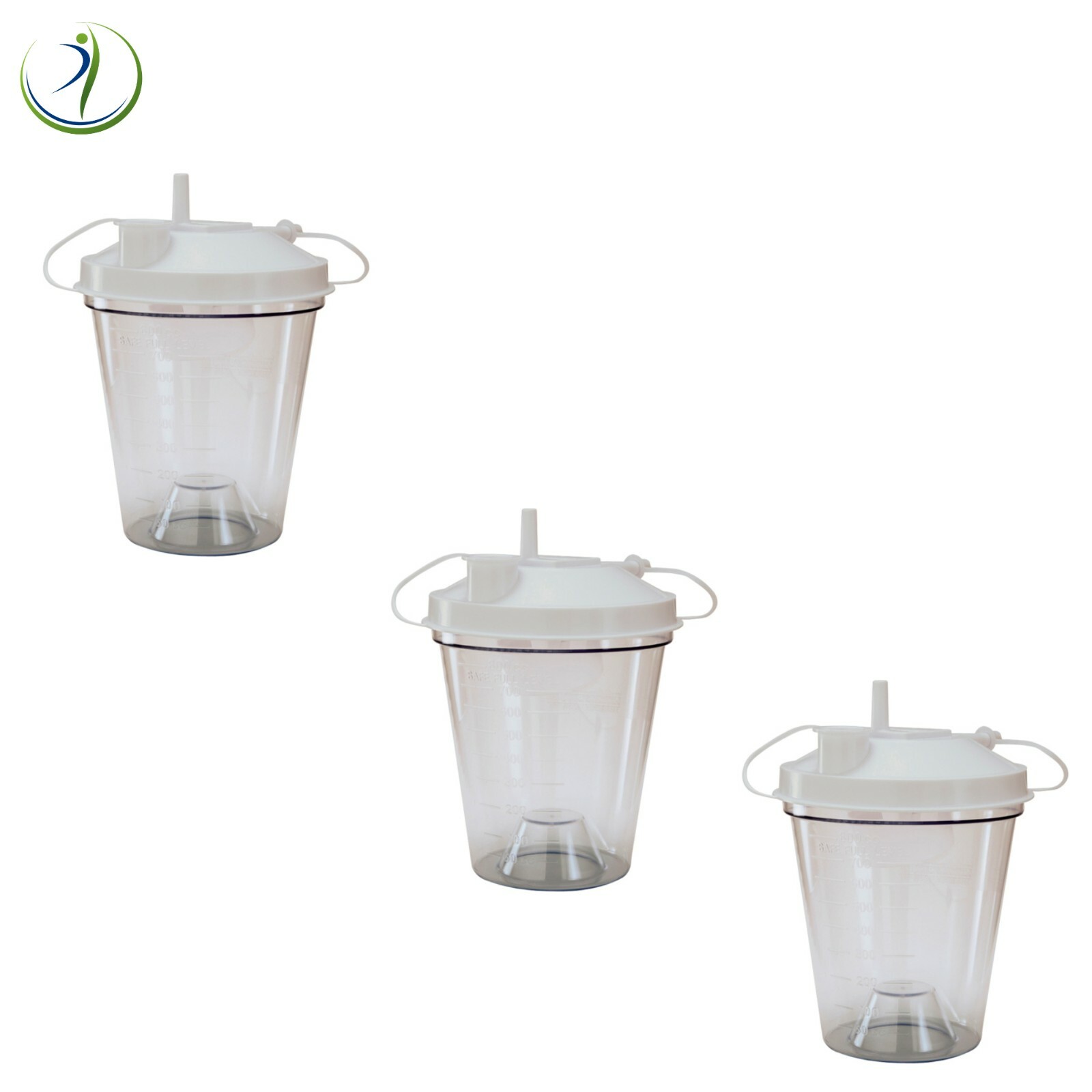 3X Medical Suction Canister 800mL Turret Lid Float Valve Rigid Plastic ...