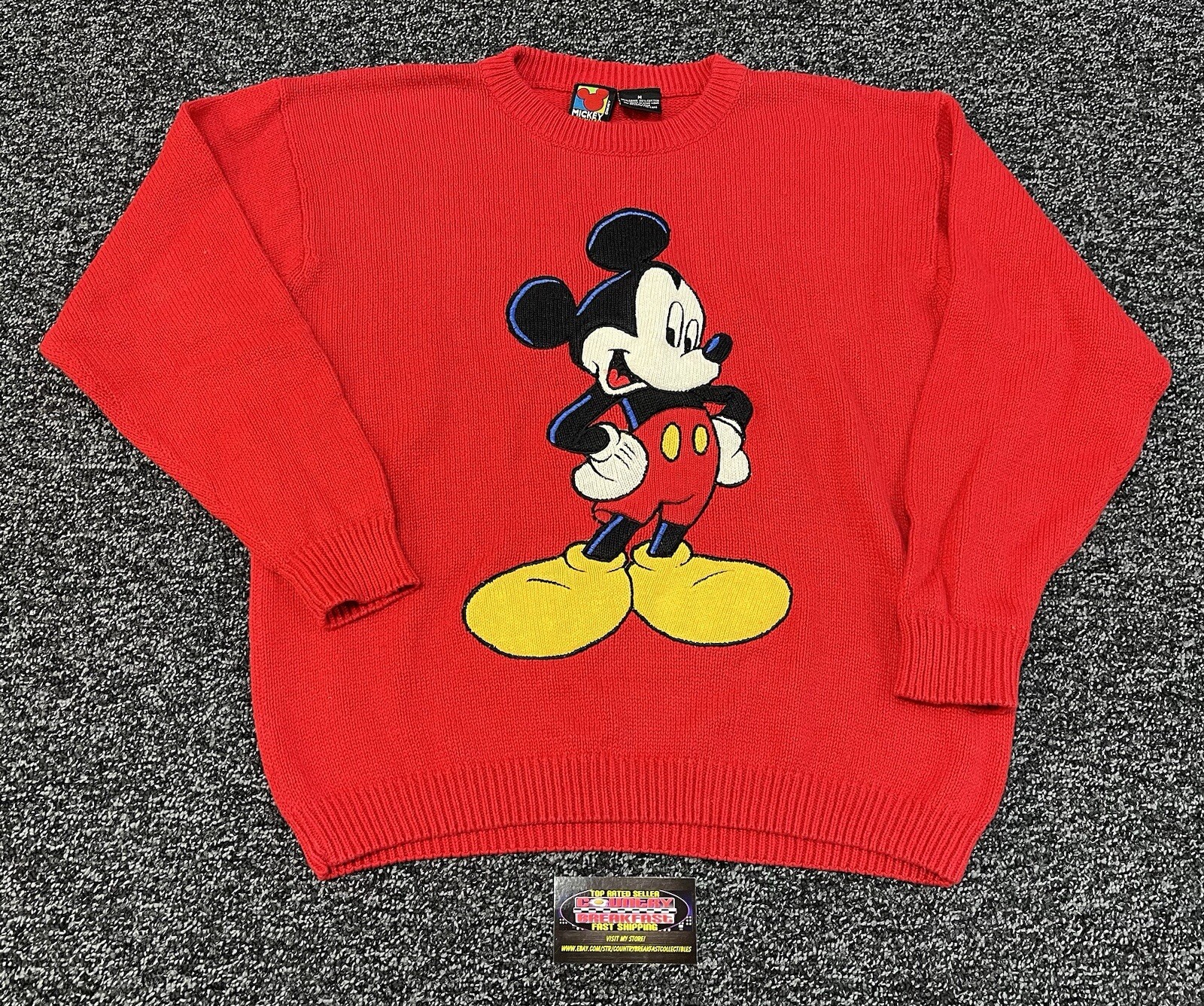 Vintage Mickey Mouse Acrylic Knit Sweater Mickey Unli… - Gem