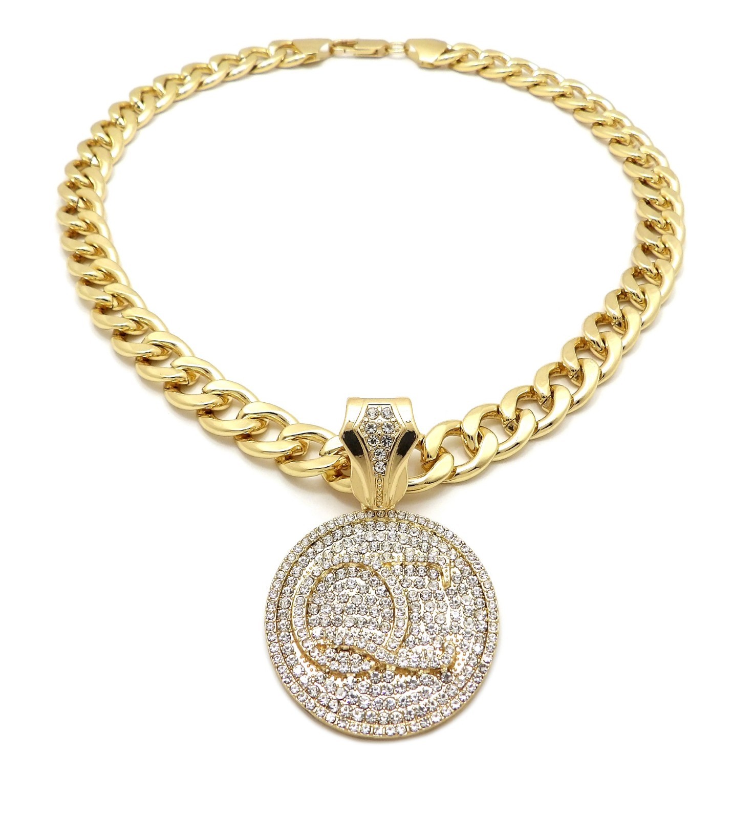 New "QC" Pendant 11mm/18" & 20" Cuban Chain Hip Hop Necklace RC3206G | eBay