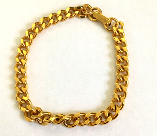 FASHION JEWELRY GOLD TONE LINK CHAIN BRACELET FOLD OVER CLASP 7 ...