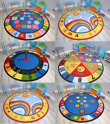 Large Small Kids Childrens Circle Circular Play Rugs Educational School ...