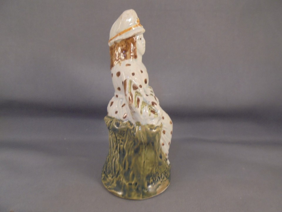 Antique 19th C Staffordshire Pottery Prattware Woman w Chicken Candle ...