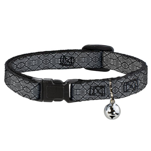 Cat Collar Breakaway with Bell Snake Skin 3 Charcoal/Black NARROW Fi ...