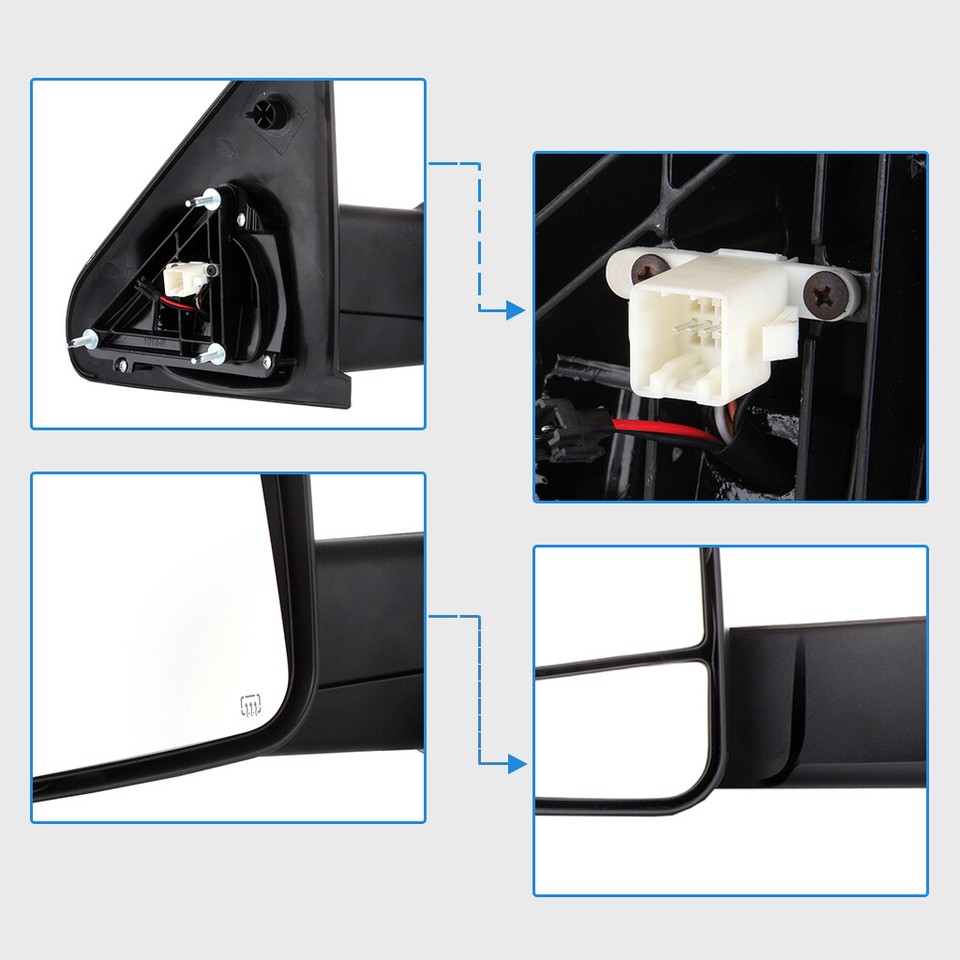 Tow Side View Mirrors For 2002-2008 Dodge Ram Power Heated Driver ...